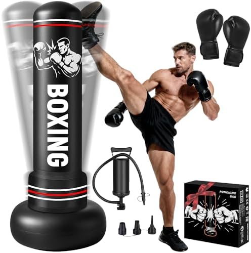 Boxsack Erwachsene, 190cm Schwerer Boxsack Stehend mit Boxhandschuhen ...