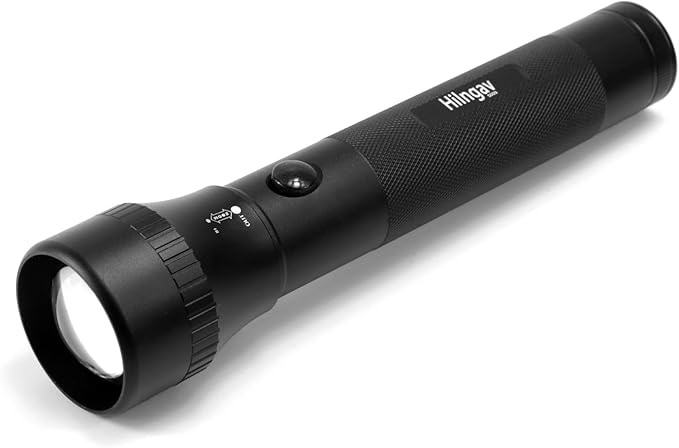 Hilngav Heavy Duty 2-Cell D Battery LED Big Flashlights, Zoomable ...