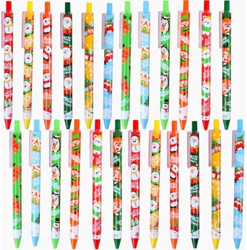 DIYASY 36 Pcs Christmas Retractable Pens Bulk, Xmas Ballpoint Pen for ...