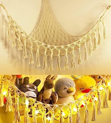 Toy Hammock Stuffed Animal Storage Net Macrame Boho Plush Toy Holder ...