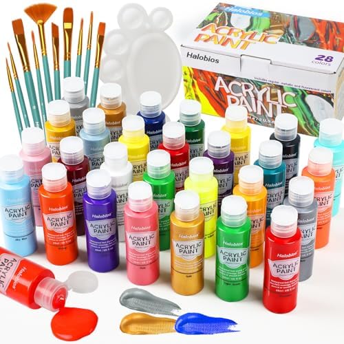 Amazon.com: AnyMark Acrylic Paint, 24 Colors Acrylic Paint Set, 2 fl oz ...