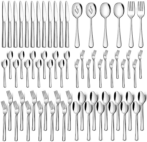 Amazon.com | 66 Pieces Silverware Flatware Set with Serving Utensils ...