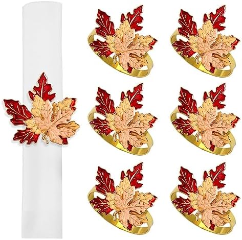 Amazon.com: Mokylor 8 Pcs Maple Leaves Napkin Ring, Fall Metal Napkin Ring Holder Maple Leaves ...