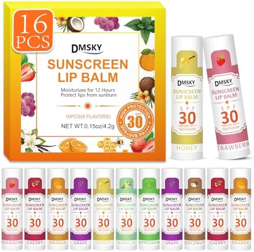 Amazon.com : DMSKY SPF 30 Lip Balm Bulk 16 Pack, Sunscreen Lip Balm ...