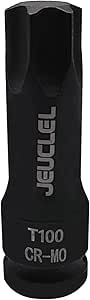 JEUCLEL T100 Torx Star 6 Point Impact Bit Socket, T100 1/2-Inch Square ...