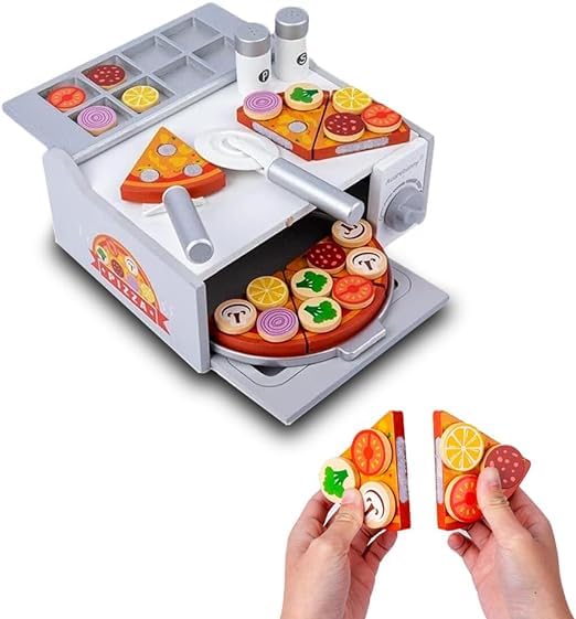 Buy THE BRAIN GYM FACTORY -Toddler Pizza Shop Toys for Kids, Wooden ...