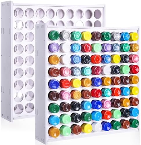 Amazon.com: Hicarer 2 Pcs 81 Holes Craft Paint Storage Organizer ...