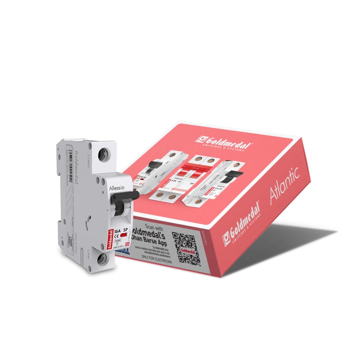 Goldmedal Allessio 1M 16A MCB Single Pole-Grey | Overload & Surge ...
