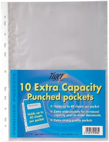 100 x A4 Extra Large Capacity Plastic Wallets Punched Glass Clear ...