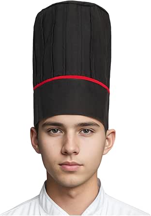 Amazon.com: Hyzrz Black Tall Chef Hat Adult Adjustable Elastic Baker ...