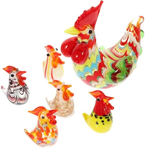 Amazon.com: Housoutil Rustic Home Decor Glass Rooster Chicken Figurine ...