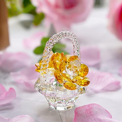 Amazon.com: H&D HYALINE & DORA Red Crystal Rose Flower Figurine,Rose ...