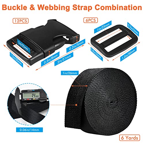 Snapklik.com : EASYVAVA Buckles Straps Set 1 Inch: 6 PCS Quick Side ...