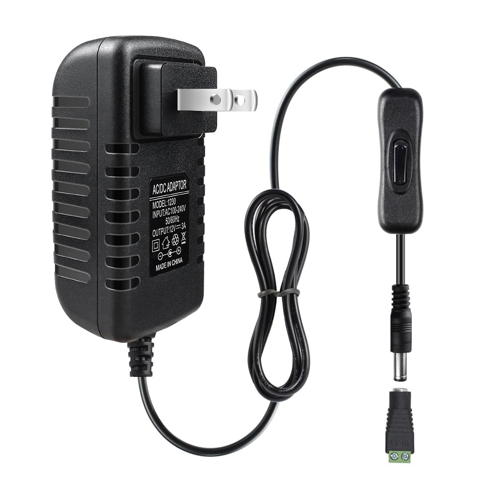 12V Power Supply, 12 Volt 3A 36W DC Power Supply with On Off Switch ...