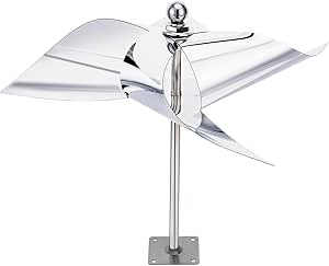 Paquete de 2 reflectores repelentes de pájaros de molino de viento ...