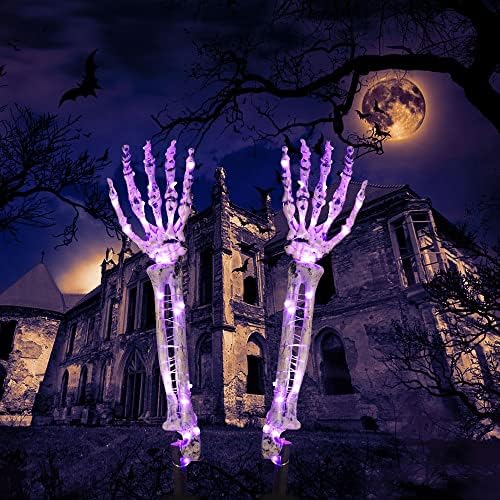 Amazon.com: Halloween Decorations, 5 Pack Lighted Skeleton Arm Stakes ...