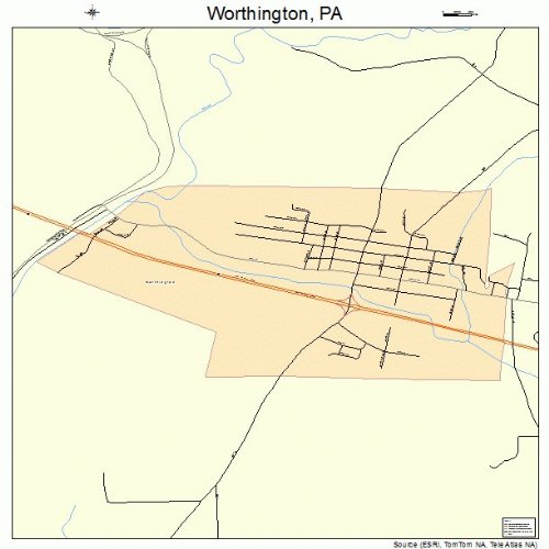 Amazon.com : Large Street & Road Map of Worthington, Pennsylvania PA ...