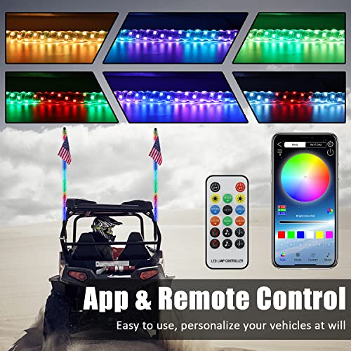 Snapklik.com : 2pcs 4FT LED Whip Lights For UTV ATV 360 Spiral RGB LED ...