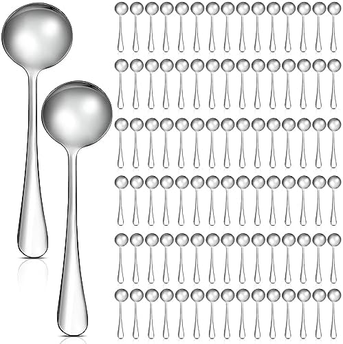 Amazon.com: Mifoci 100 Pcs Soup Spoons Set (6.3 Inch) Stainless Steel ...