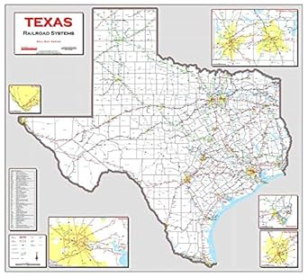 Texas Railroad Systems Gloss Laminated Wall Map | Amazon.com.br