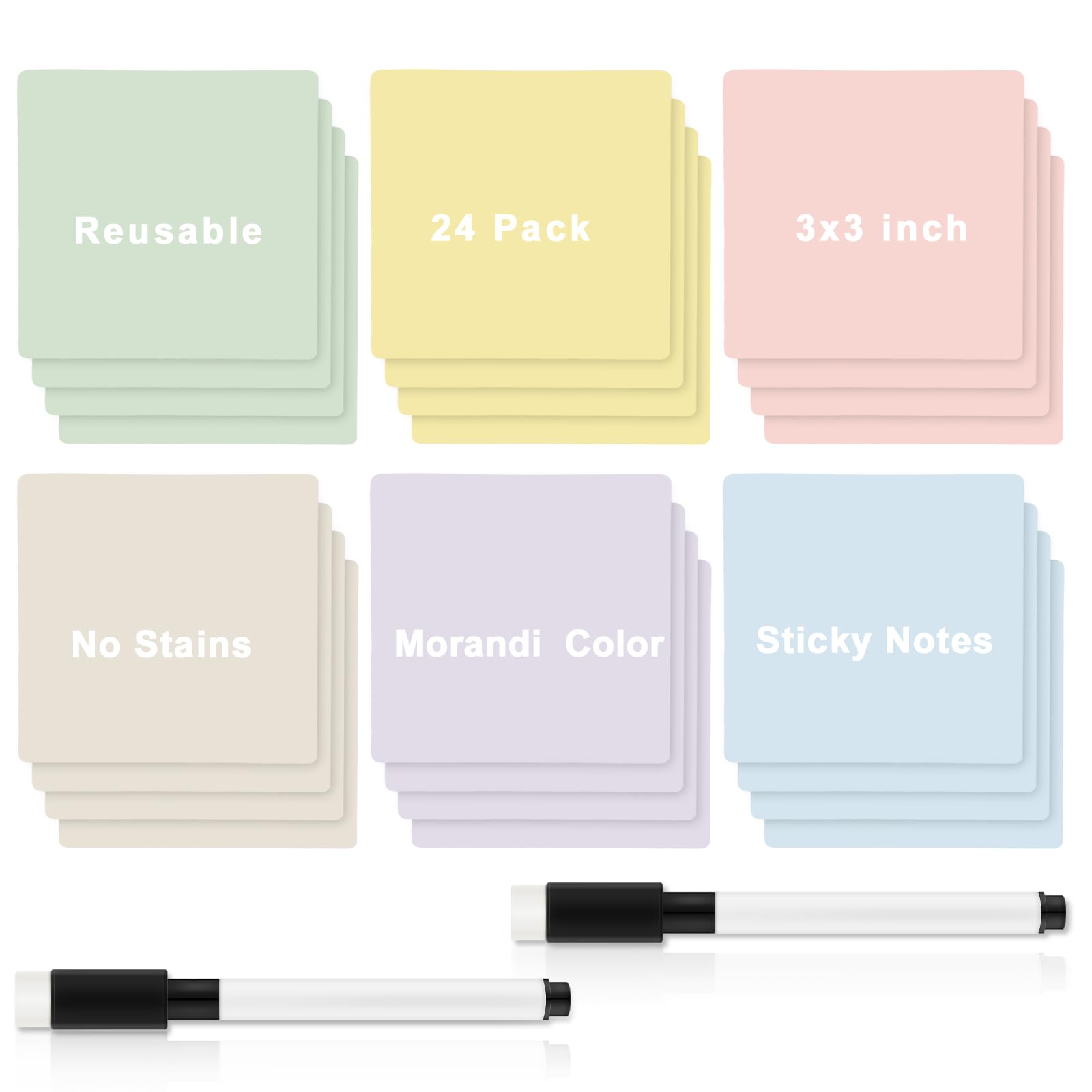 Snapklik.com : Tenceur 24 Pcs Reusable Sticky Notes Dry Erase Board ...