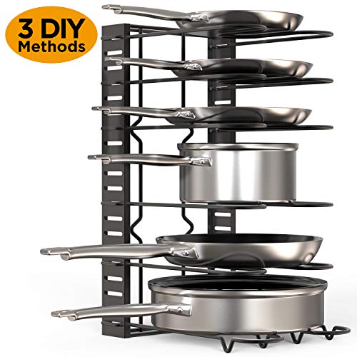 GeekDigg Adjustable Pots and Pans Organizer - 8 Tier Versatile Kitchen ...