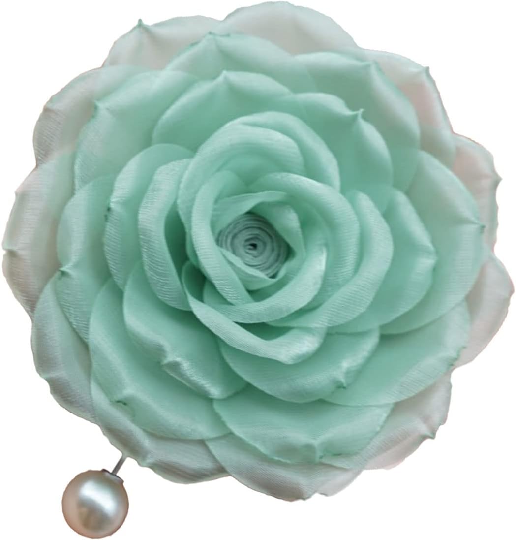 Amazon.com: 9 CENTIMETER Turquoise (Mint Green) Rose Flower Brooch Pin ...