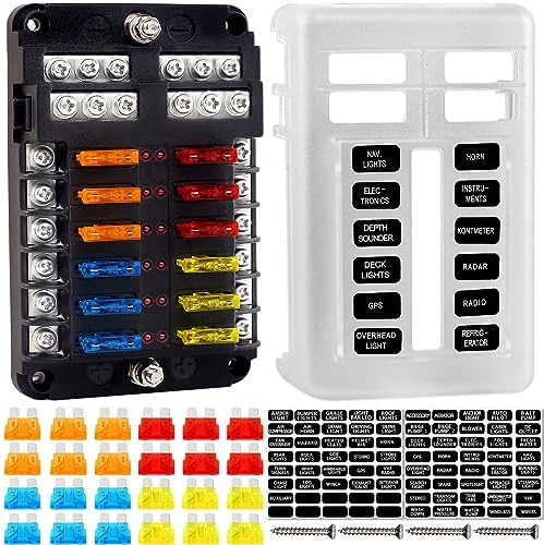 BlueFire Upgraded 12 Way Blade Fuse Box Fuse Holder Standard Circuit ...
