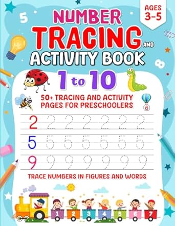 Amazon.com: 1 to 10 Number Tracing and Activity Book for Ages 3-5: 50 ...