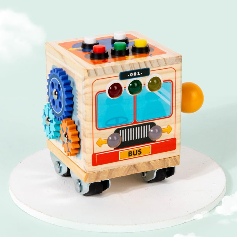 Buy SKY LINE OCEAN || Montessori LED Busy Activity Wooden Cube || Bus ...