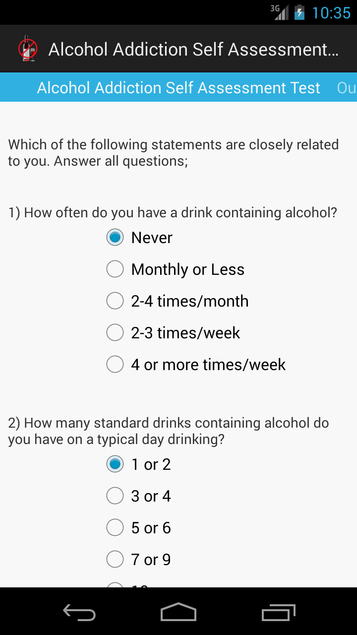 Alcohol Addiction Self Assessment Test - App on Amazon Appstore