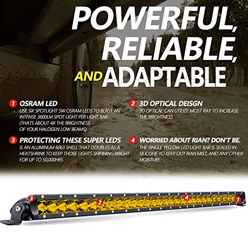 Snapklik.com : 32 INCH Yellow Led Light Bar 150W Spot Flood Combo Beam ...