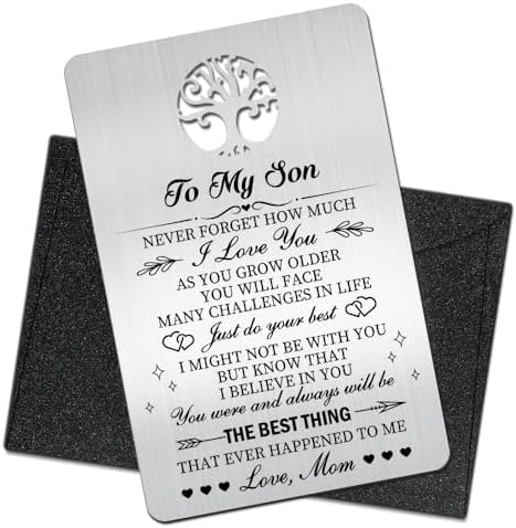 Amazon.com : Mhfpl To My Son Just do Your Best Wallet Card, Engraved ...