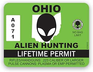 Amazon.com : fagraphix Ohio Alien Hunting Permit Sticker Decal - Self ...