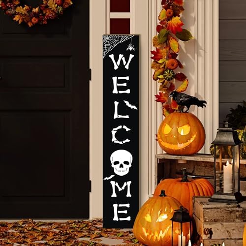 Amazon.com : Moucuny Halloween Skeleton Porch Sign for Front Porch ...