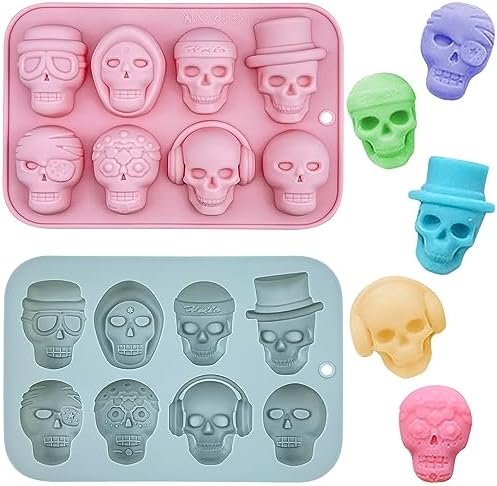 Amazon.com: Palksky 3D Skeleton Skull Silicone Fondant Mold Clay Mold ...
