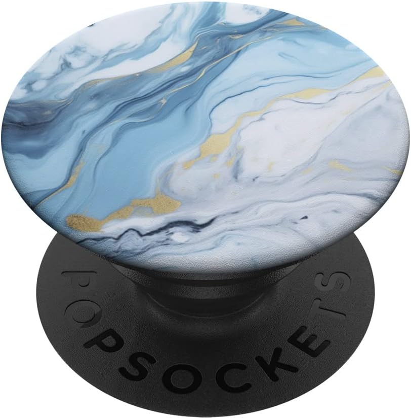 Amazon.com: Marble-like Blue and White Gold Pattern Aesthetic PopSockets Swappable PopGrip ...