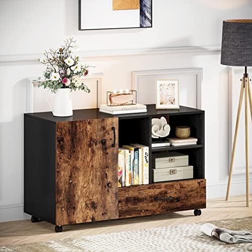 Amazon.com: Tribesigns File Cabinet with Drawer and Door, Mobile File ...