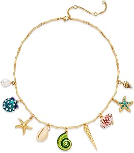 Amazon.com: HolidayQbee Sea Shell Necklace For Women With Colorful ...