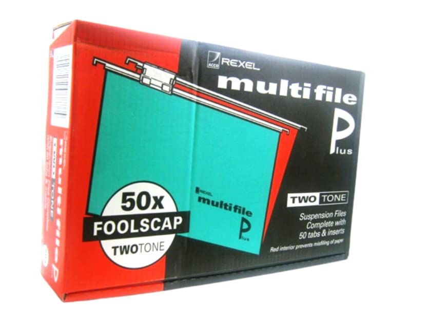 Rexel Multifile Plus Two Tone Green/RED Foolscap Suspension Files, 15mm ...