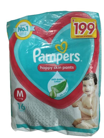Medium size baby diapers (MD) 16 Count, Anti Rash diapers, Lotion with ...