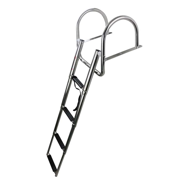 Buy COC-LF 4 Steps Pontoon Boat Ladder, Stainless Steel Folding ...