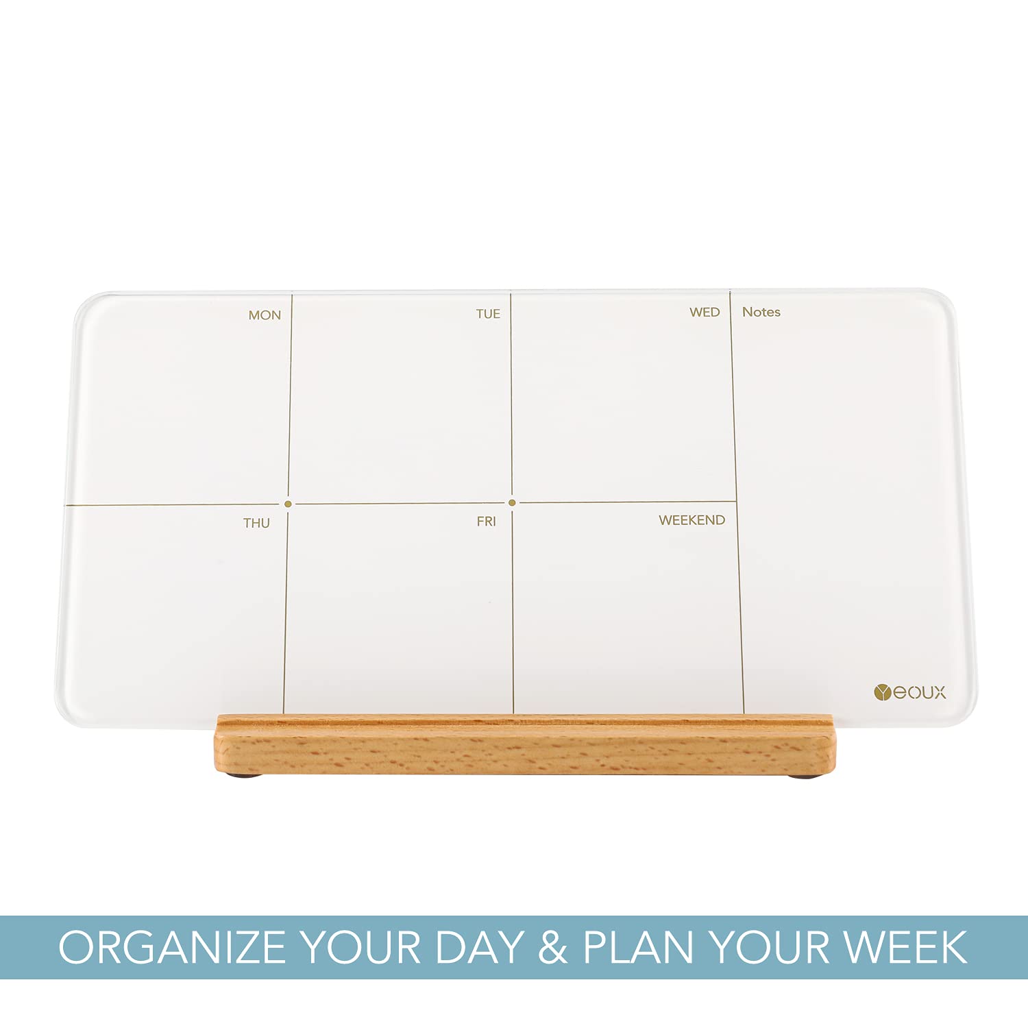 Desktop Glass Weekly Planner Whiteboard with Detachable Wood Stand ...