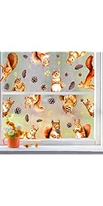 Amazon.com: Woodland Animal Window Decal Funny Squirrel Window Decals ...