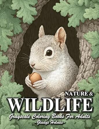 Amazon.com: Nature And Wildlife: Adult Grayscale Wildlife Coloring ...
