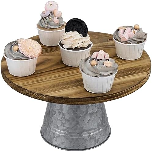 Amazon.com | MyGift Vintage Solid Burnt Wood 11-Inch Cake Stand with ...