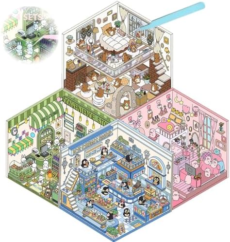 8 PCS 3D House Stickers, 3D Sticker Scene, 3D Stickers, Fun DIY ...