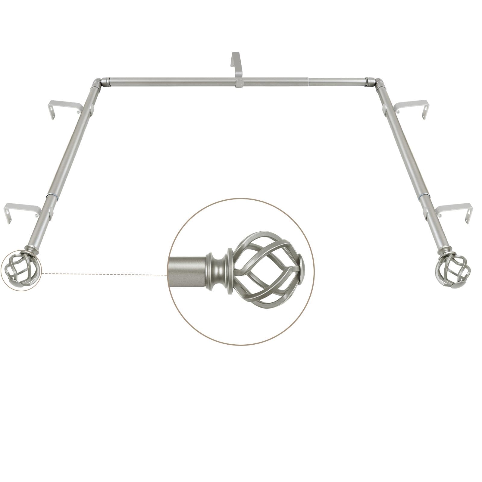 Snapklik.com : Silver Bay Window Curtain Rods, Telescoping Splicing ...