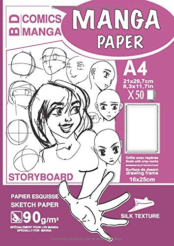 Buy MANGA PAPER STORYBOARD: Manga Bande Dessinée Papier | Grille avec ...