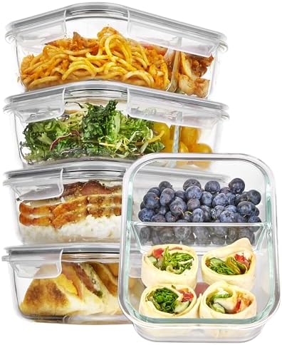 Amazon.com: 1 & 2 & 3 Compartment Glass Meal Prep Containers (3 Pack ...